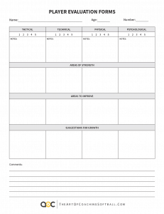 Player evaluation forms - The Art of Coaching Softball